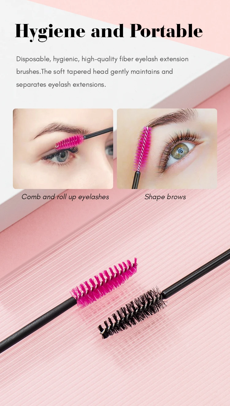 Sumformi 50pcs Pack Private Label Disposable Eyelash Extension Brush Mascara Wand Brushes Eye ...
