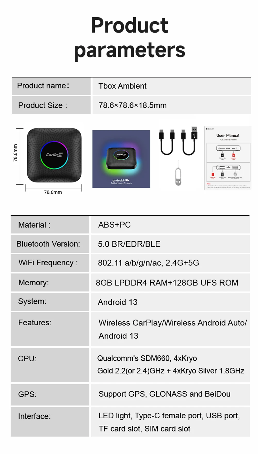 OEM Carlinkit Wireless Carplay Android Auto Car Black Box 8G+128G ...