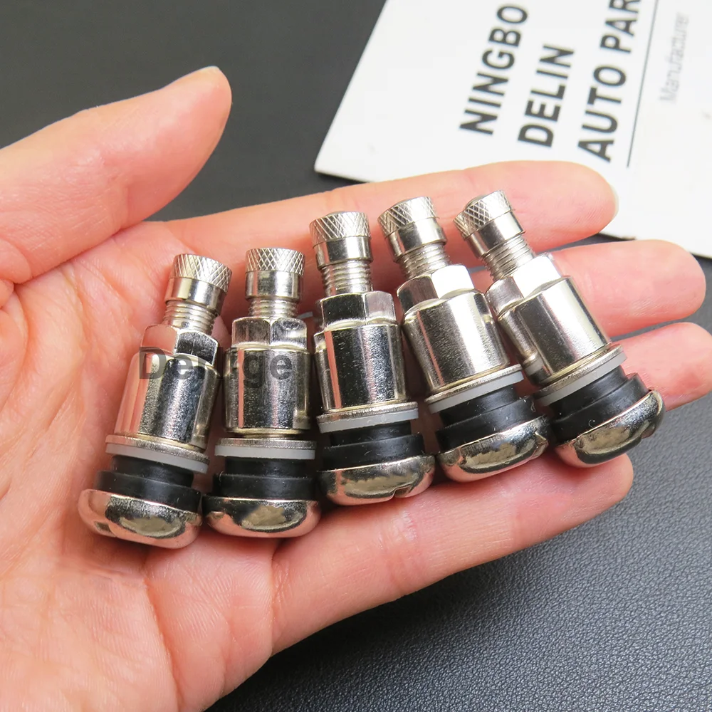 Car Silver Metal Clamp-in Tubeless Tire Valve Stem - Universal Schrader ...