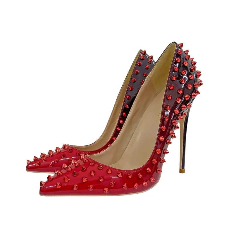 Ubililia Customize 12cm 10cm 8cm Sexy Studded Mental Rivets Pumps ...