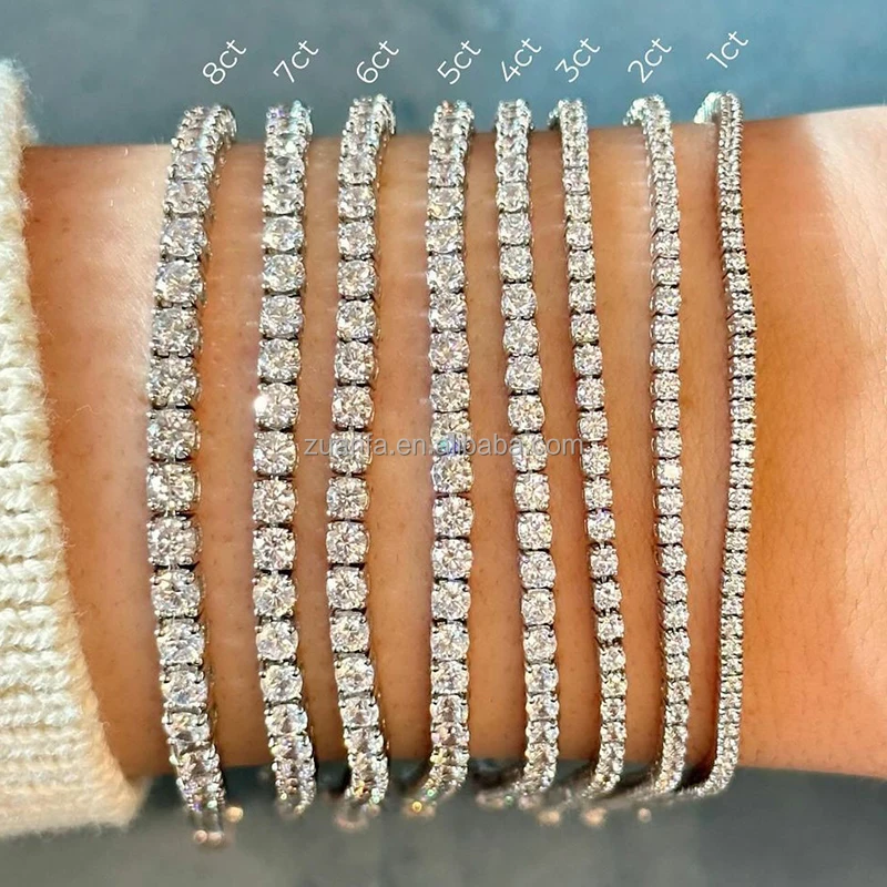 HPHT 2mm 3mm Lab Grown Diamonds Tennis Chain 925 Silver Gold Plated ...