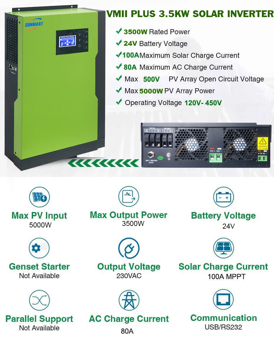 VMII PLUS 3.5KW off Grid Inverter - 500V PV Input Voltage