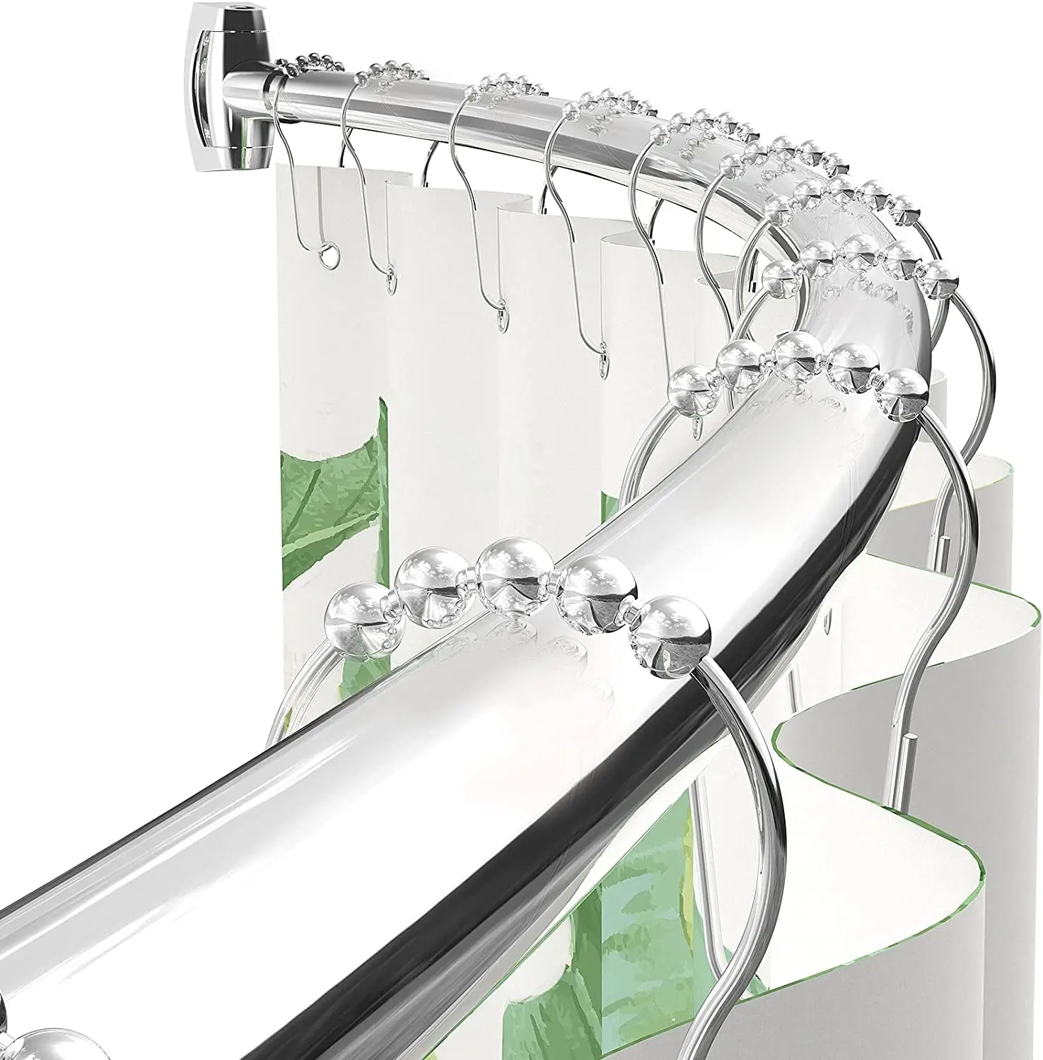 43-72inch Adjustable Bathing Rod - Curved Shower Curtain Rod