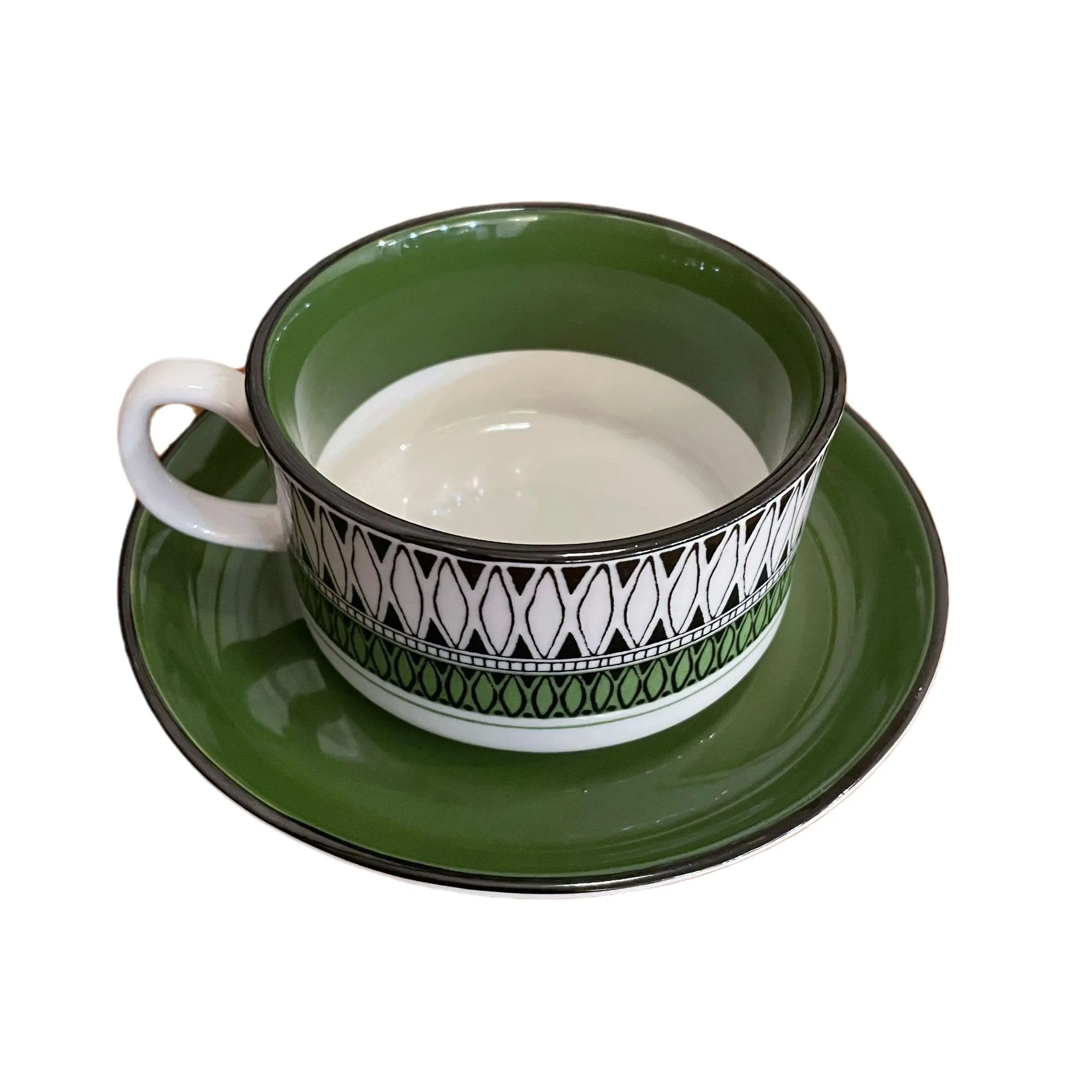 Retro Green Ceramic Coffee Cups And Saucers Set Large Capacity Mug ...