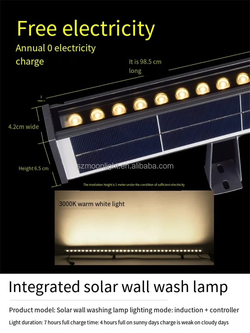 Aluminum Solar Led Linear Wall Washer 12w Outdoor Ip65 Waterproof ...