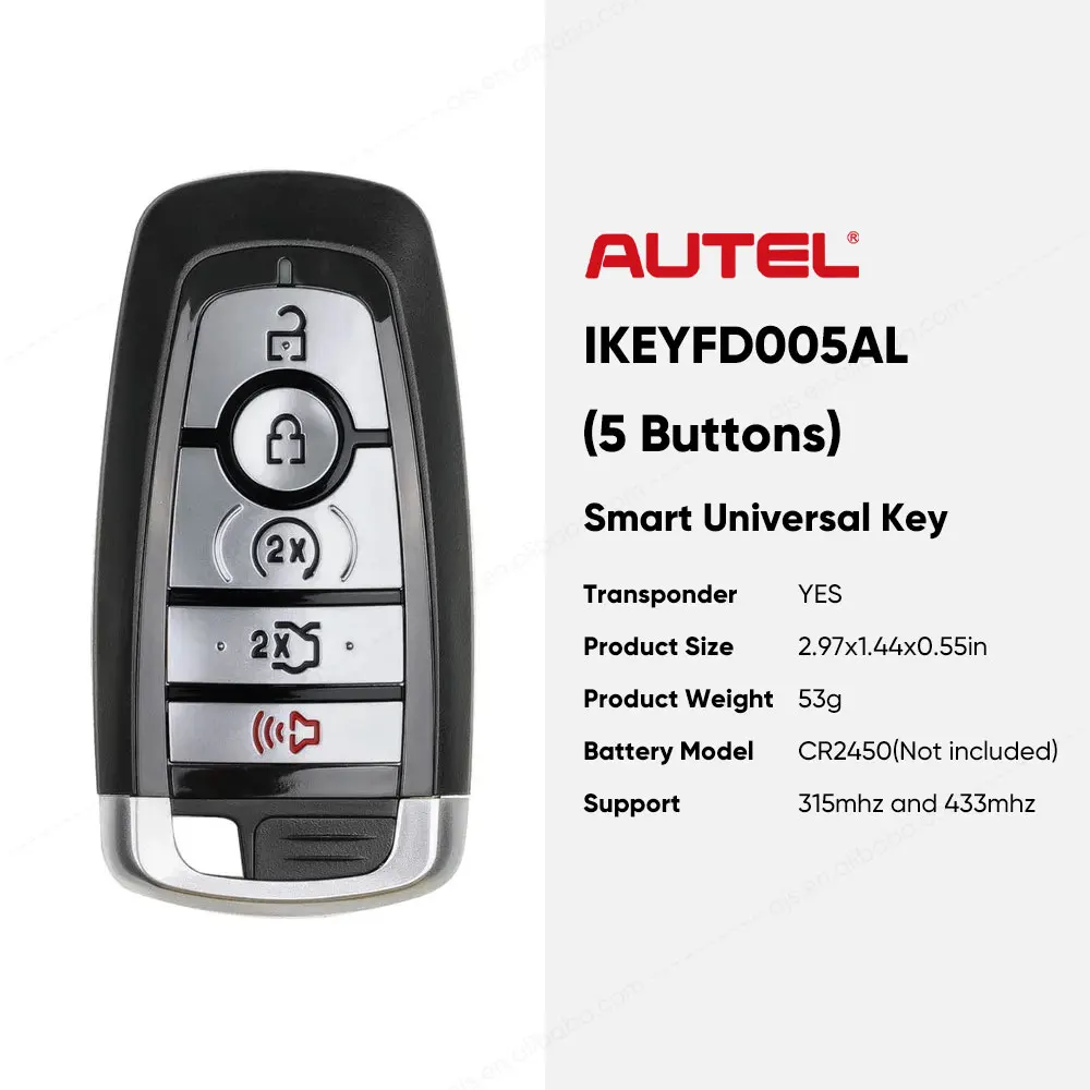 Autel Ikeyfd005al Ikey 5 Buttons Smart Key For Ford Used With Altra Car ...