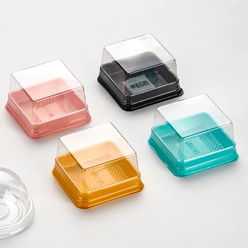 Clear Plastic Square Cupcake Container Dome Holders Moon Cake Blister ...