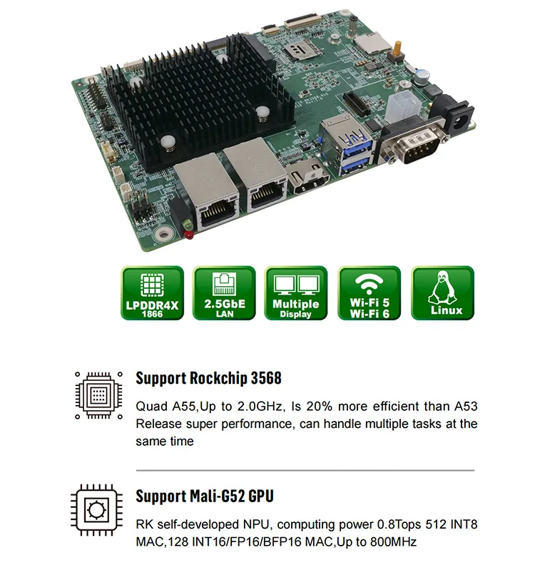 IEI WAFER-RK3568 3.5" SBC Industrial Motherboard RK3568 Processor Support IEI WIFI5/6 Module ...