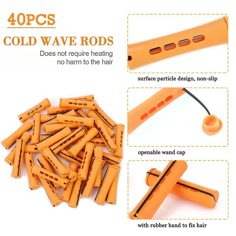40pcs Cold Wave Rods Set Multicolor Plastic Hair Perm Rods DIY ...
