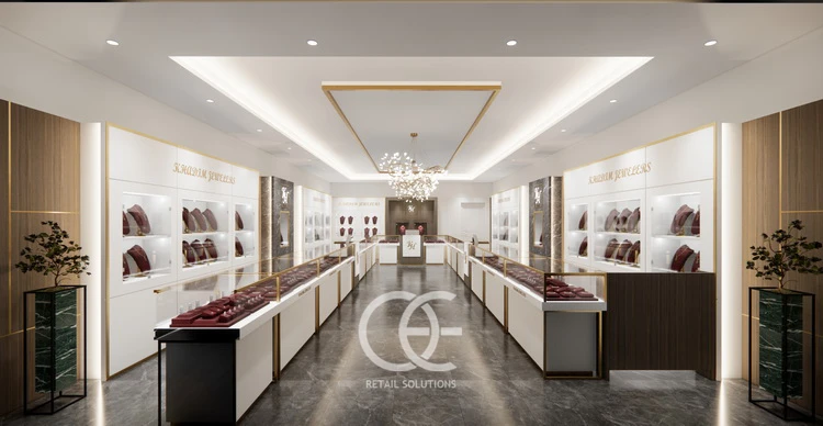 Luxury High End Jewellery Display Wall Showcase Cabinets