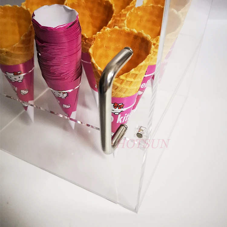 Acrylic Ice Cream Cone Display Stand Holder with Door