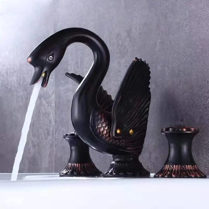 Classic Animal Shape Swan Faucets - Dual Handle Bathroom Sink Tap for ...