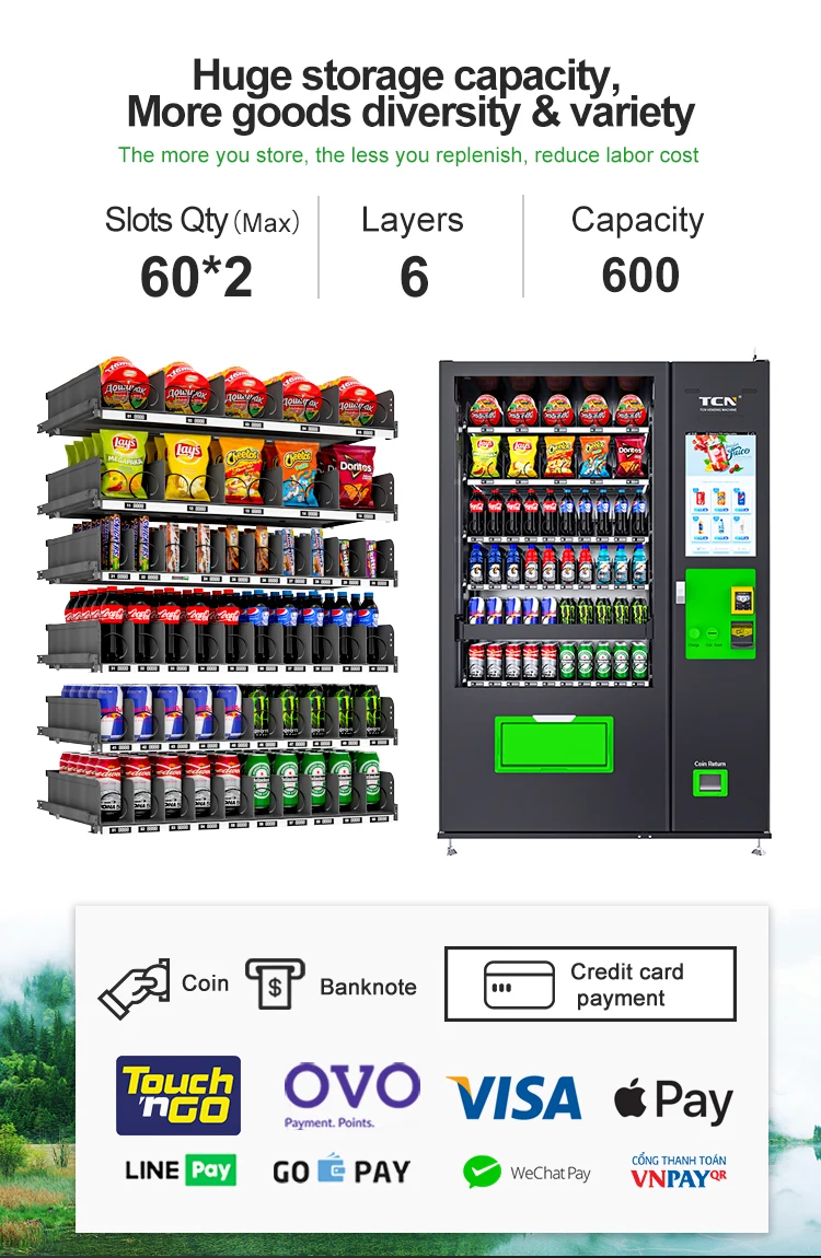 TCN Elevator Vending Machine Large Capacity Combo Vending Machine With ...