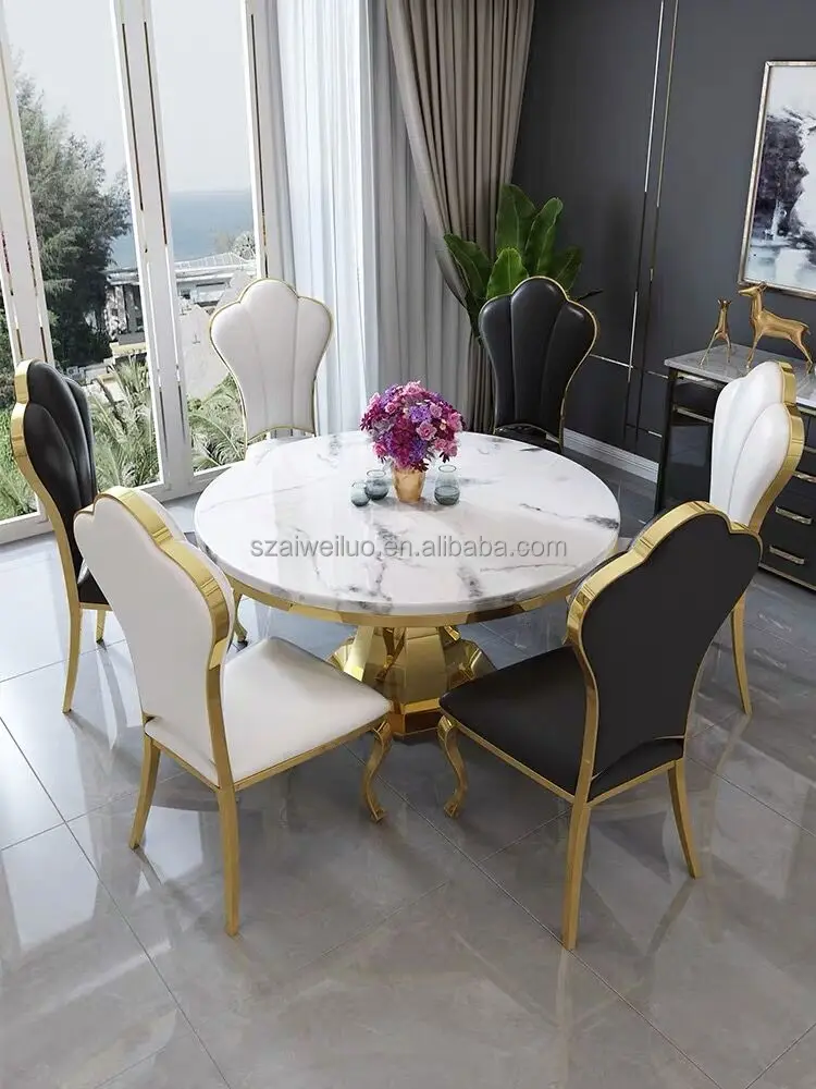 Italian Marble Dining Table Set Home Kitchen Round Rotating Moon Dining Table - Buy Cheap Round ...