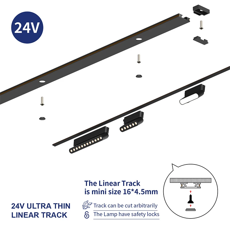 Magnetic Track Light Recessed Linear Ceiling Adjustable 24V Track Light ...