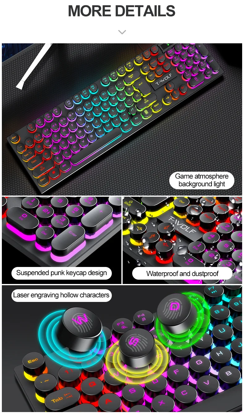 T80 Keyboard with Rainbow Backlight - Gaming & Waterproof