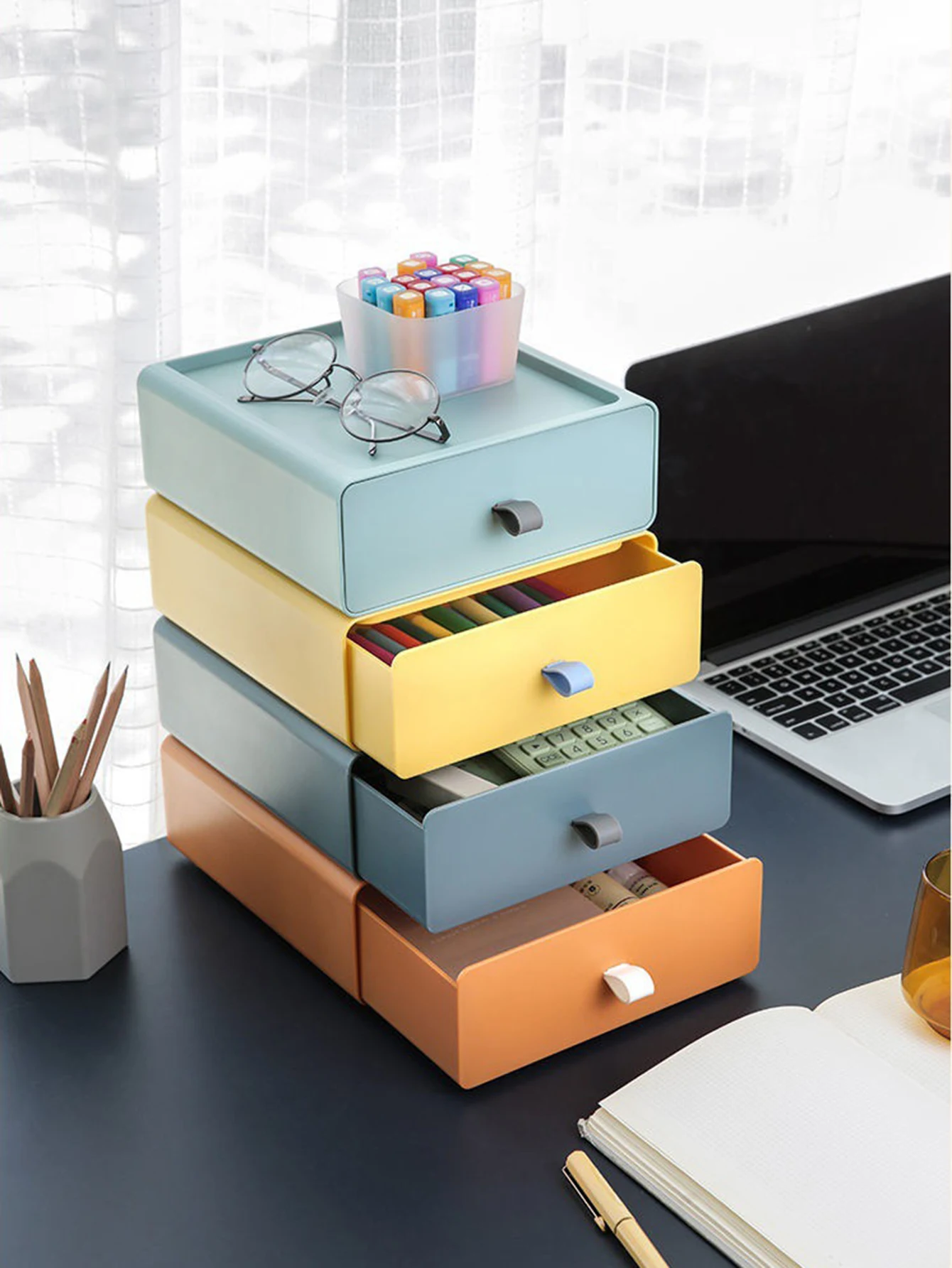 Portable Colorful Pull-out Desktop Storage Drawer With Handle Plastic ...