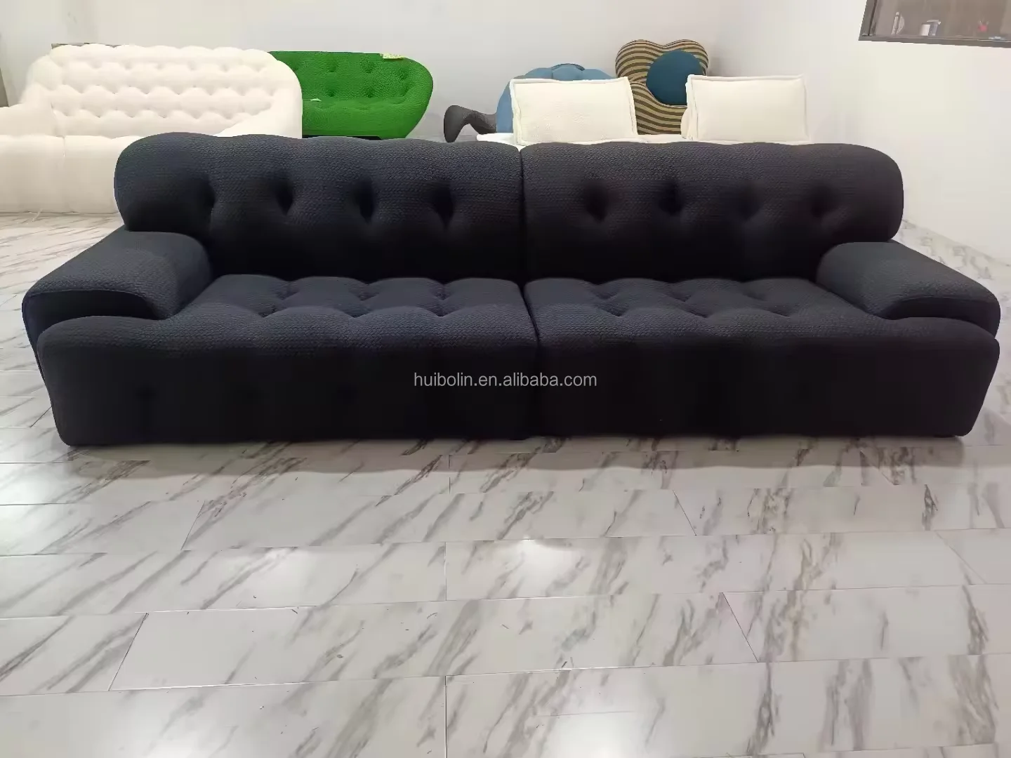 White Rochebobois Sherpa Sofa Simple Design Wide Seat Low Back Blogger ...