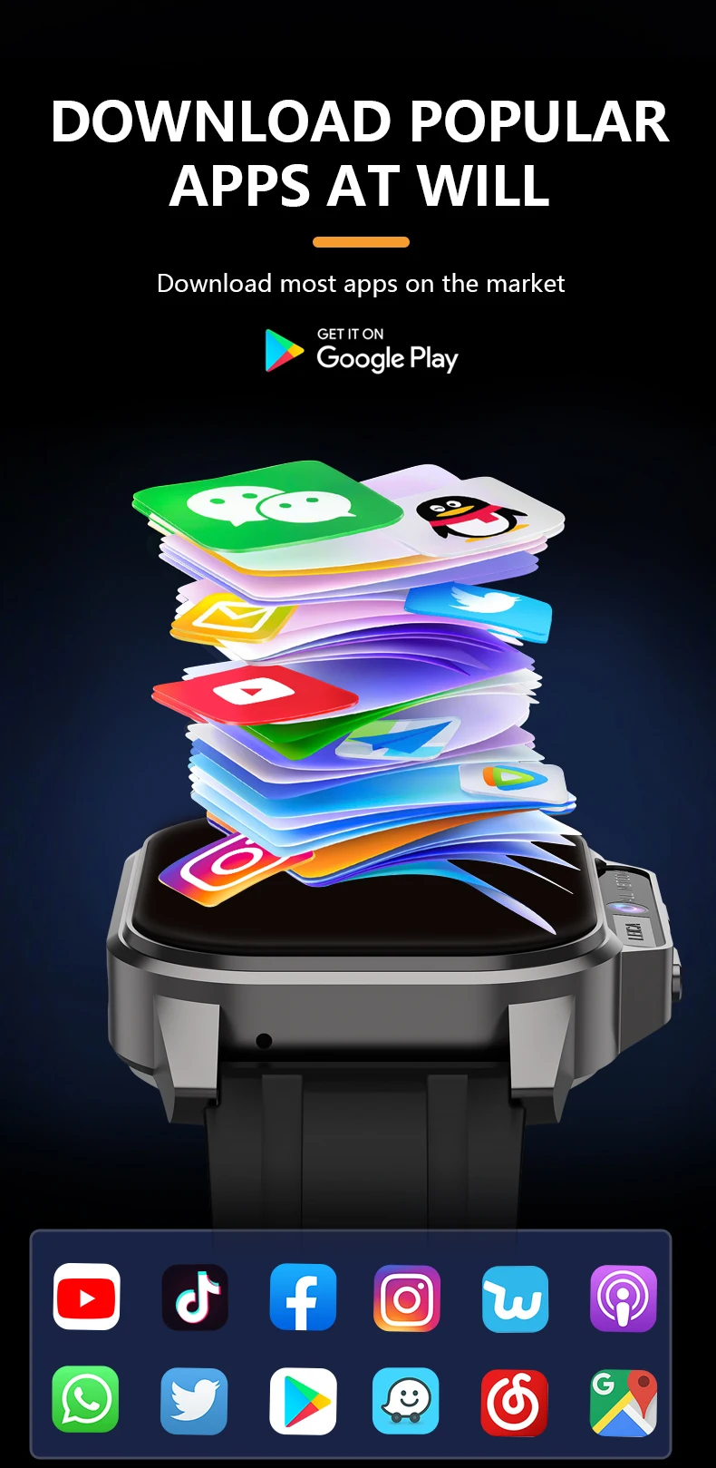 B22 Smartwatch - Unisex 4G Android Watch with GPS & Camera
