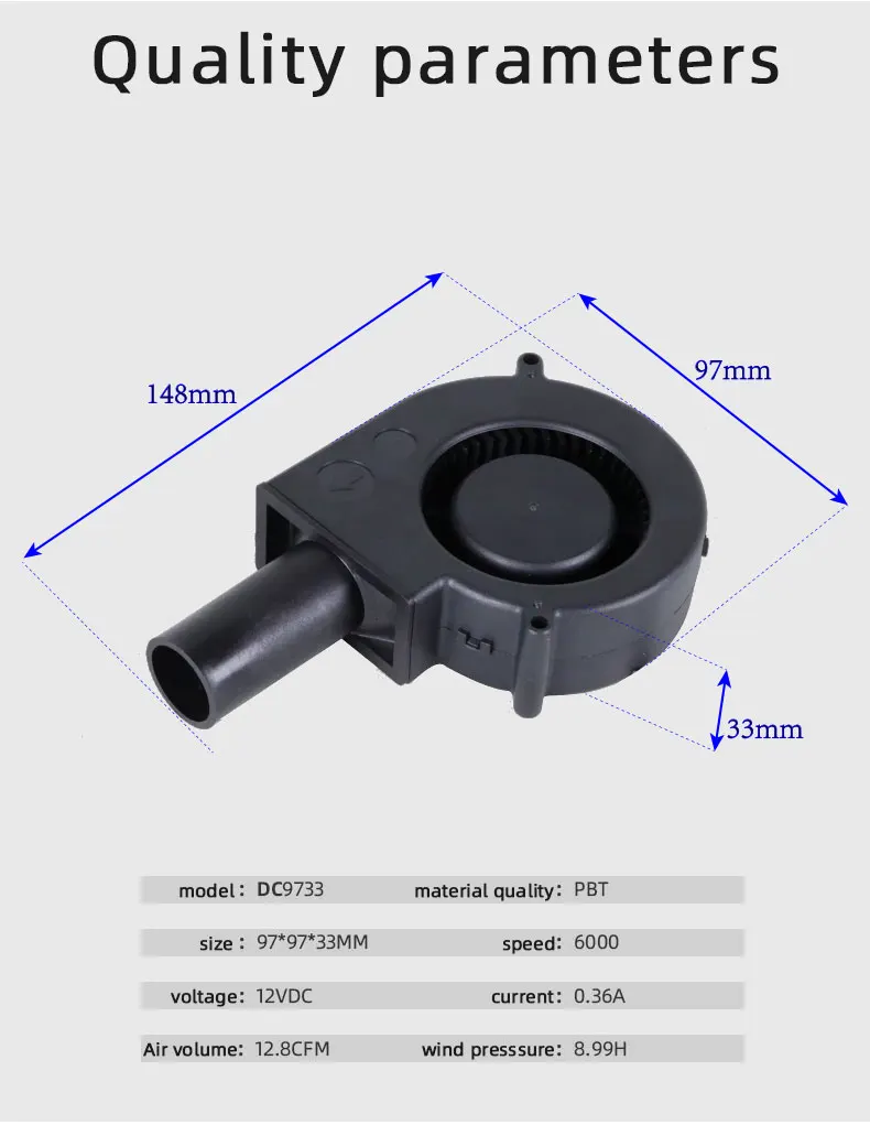 5v 12v 9733 Blower Centrifugal Fan 97mm X 33mm Turbo Blower With ...