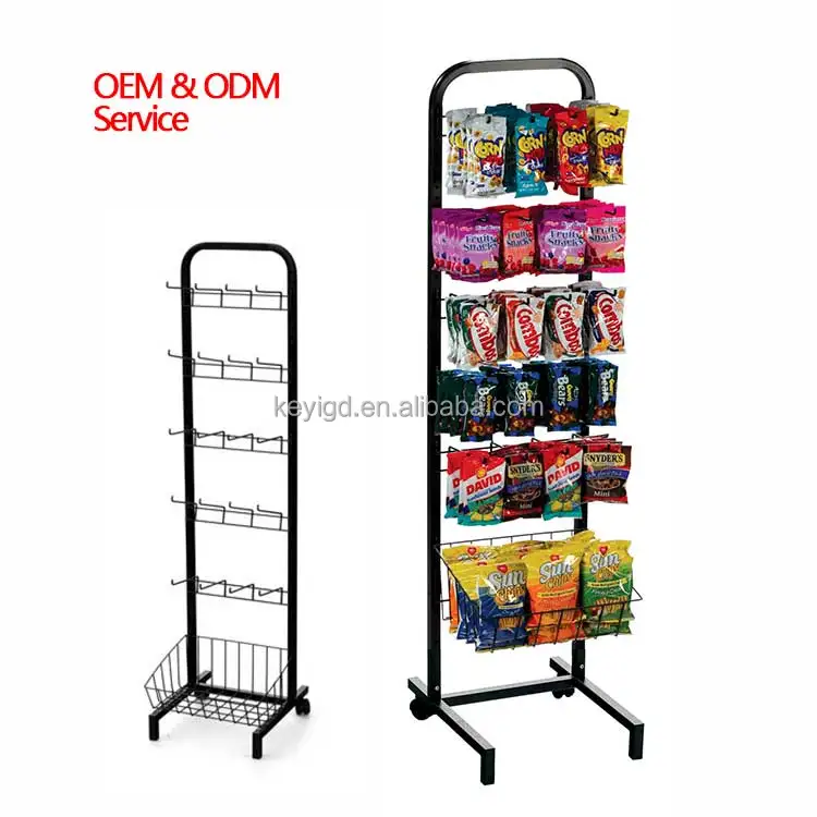 Custom Supermarket Retail Store Floor Metal Wire Candy Food Stand Snack ...