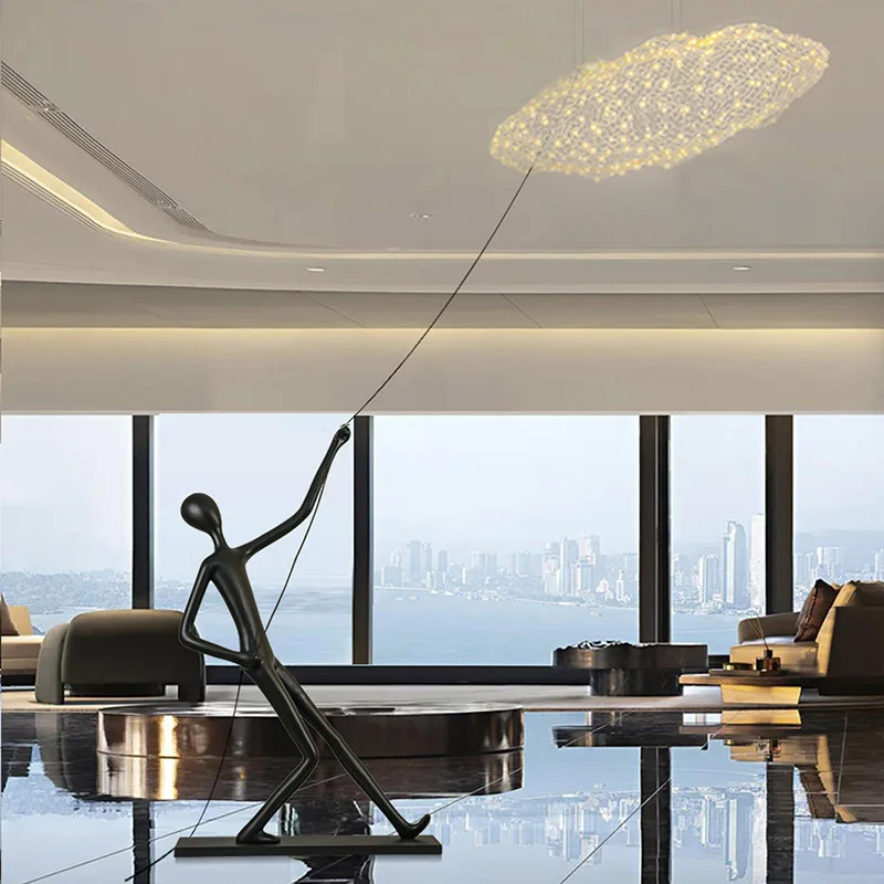 Modern Minimalist Hotel Nordic Living Room Corner Resin Sculpture Floor Light Designer Art ...