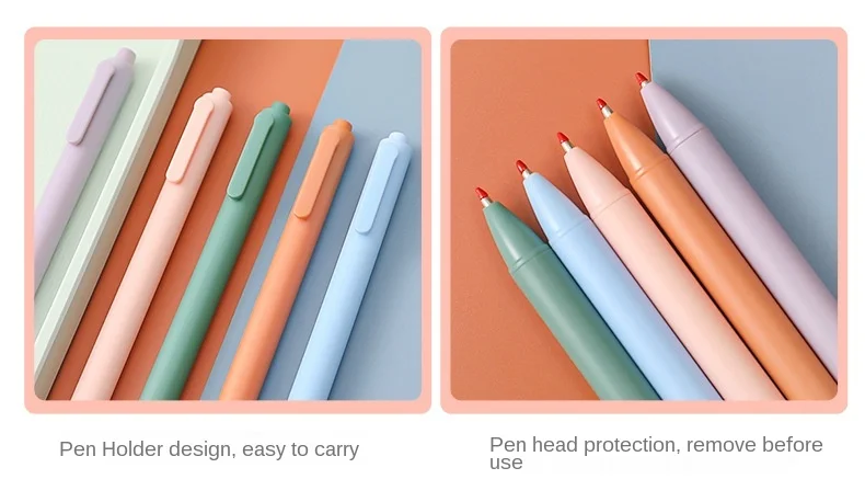 Simple Macaron Color Gel Pens - Solid, Erasable Black Ink