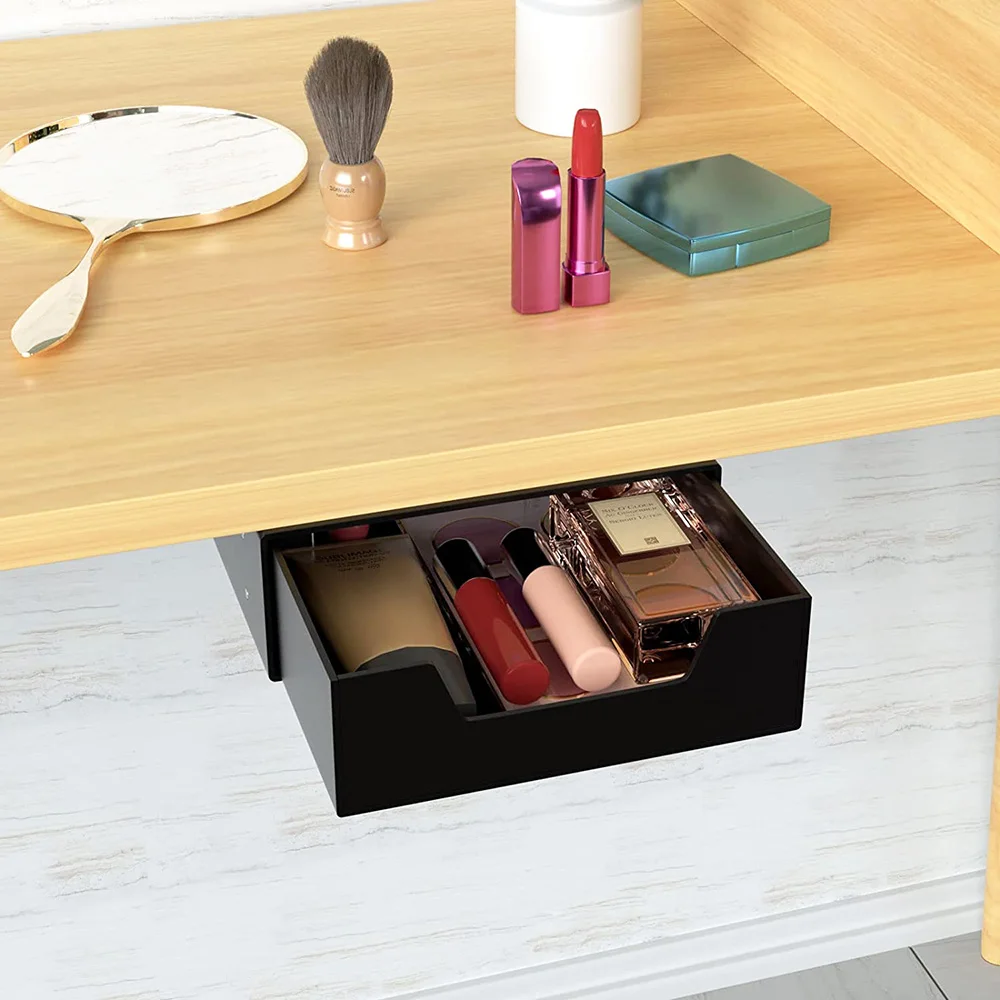 Clear Acrylic Slide Out Table Adhesive Drawer Organizer Hanging Desk ...