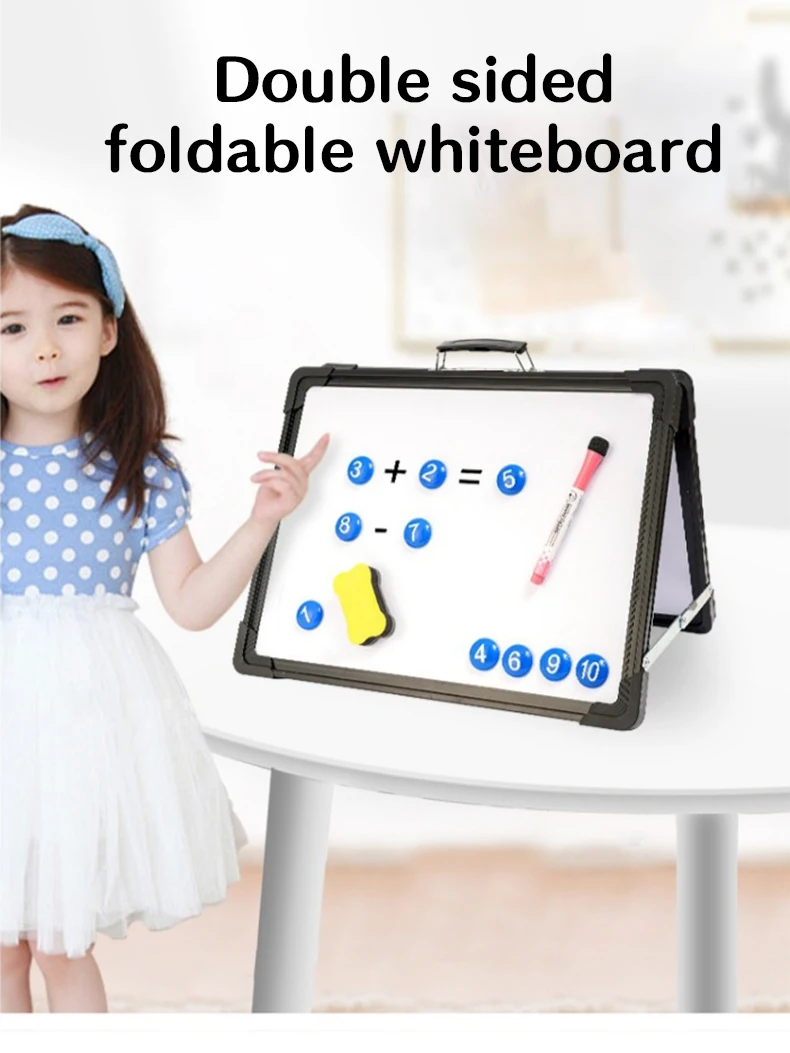 Double Sided Desktop Whiteboard and Mini Foldable Magnetic Whiteboard ...