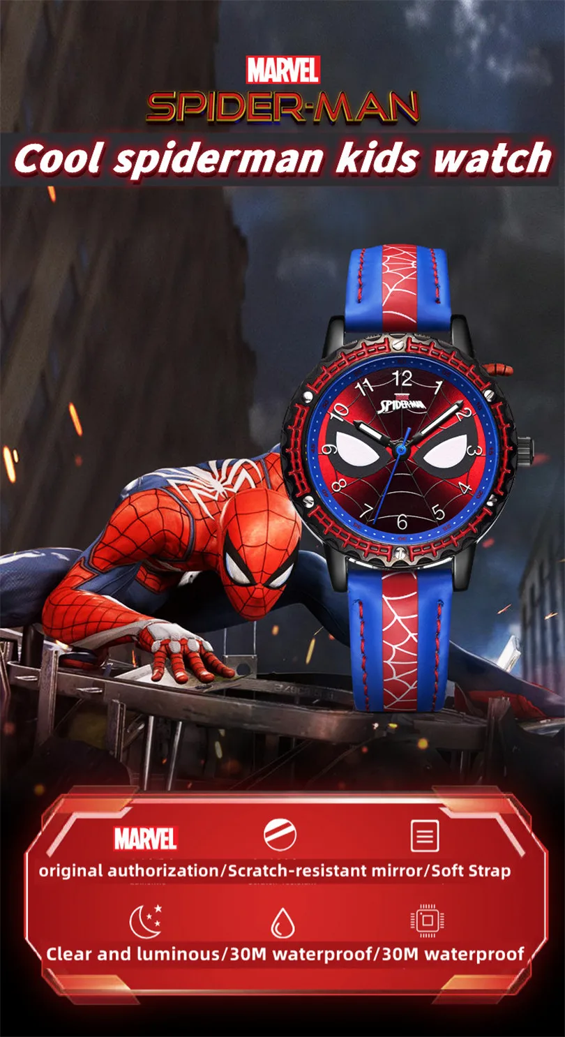 Original Marvel 3d Spiderman Dial Cartoon Student Waterproof Children ...