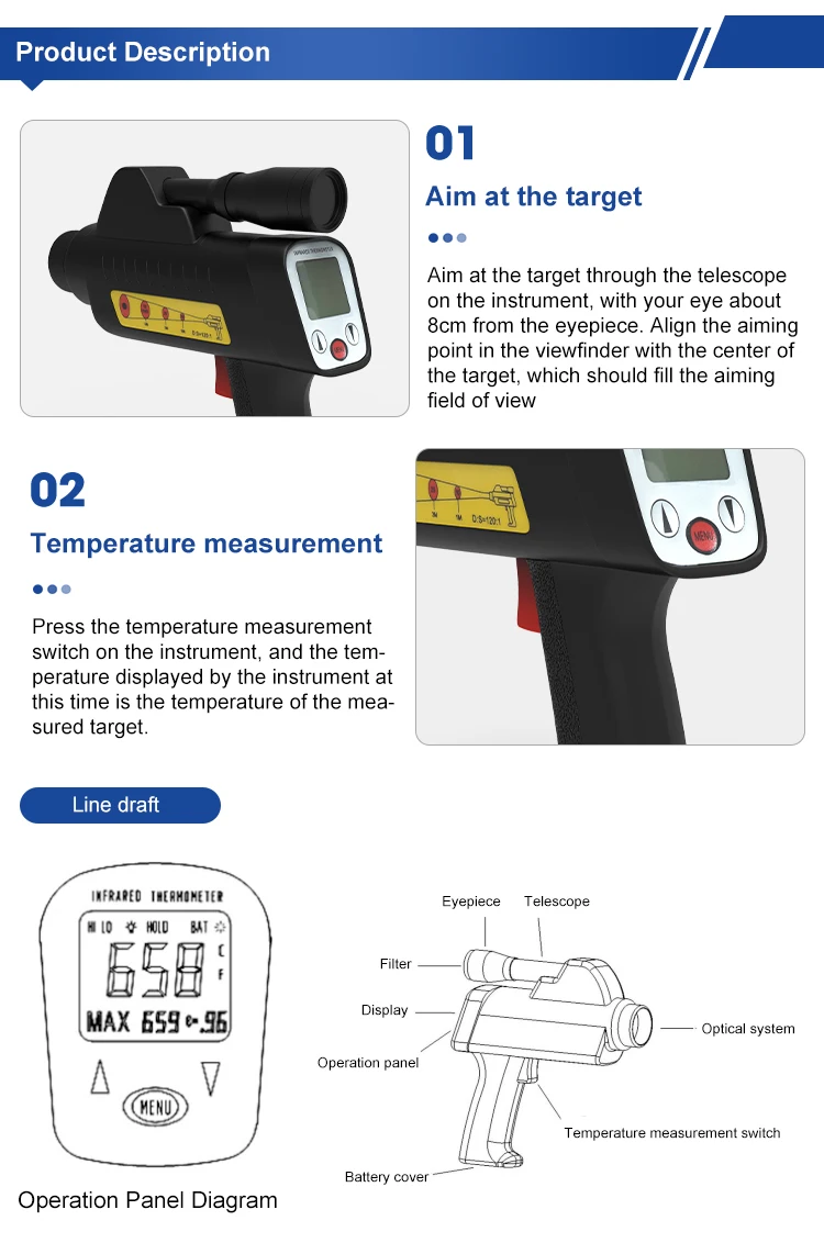 BYD-SC180 400~1800℃ Infrared Thermometer Non-contact Temperature ...