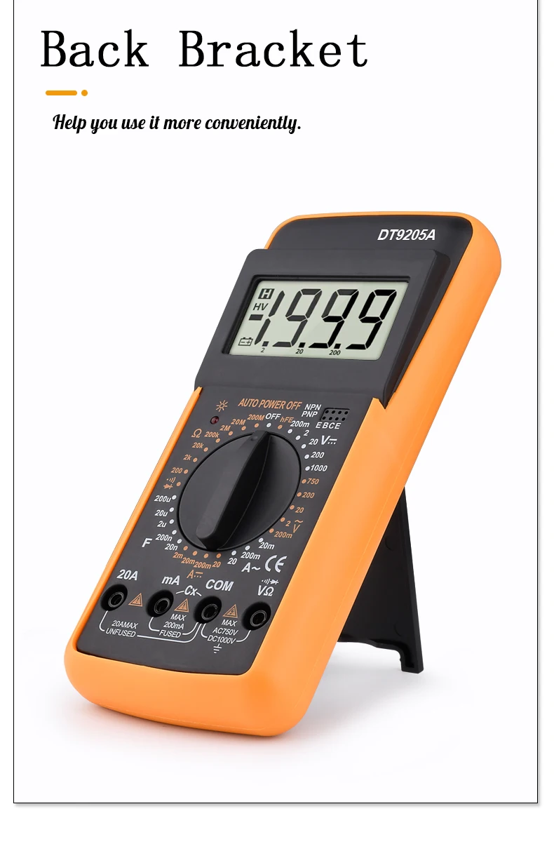 DT9205A Digital Multimeter with Diode & Capacitor Testing | Wholesale