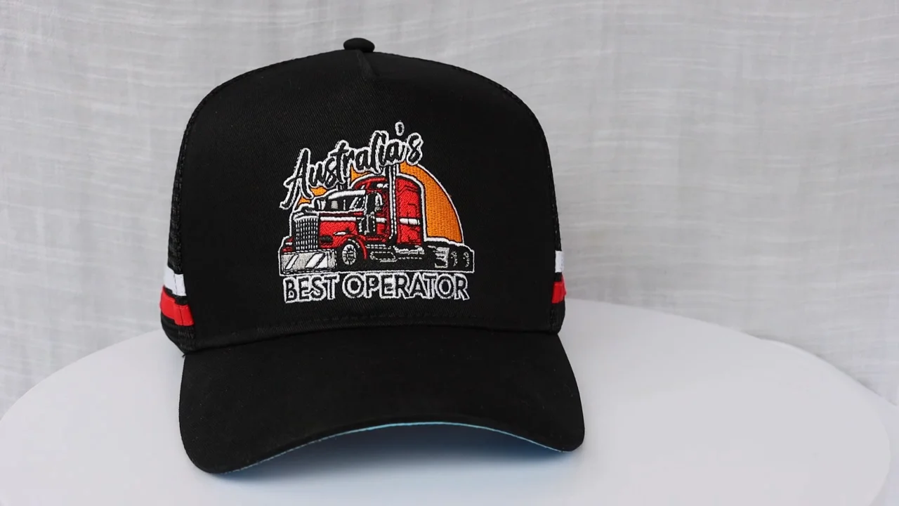 Trucker Hat Custom Embroidery Log Leather Patch 100% Cotton Acrylic 5 ...