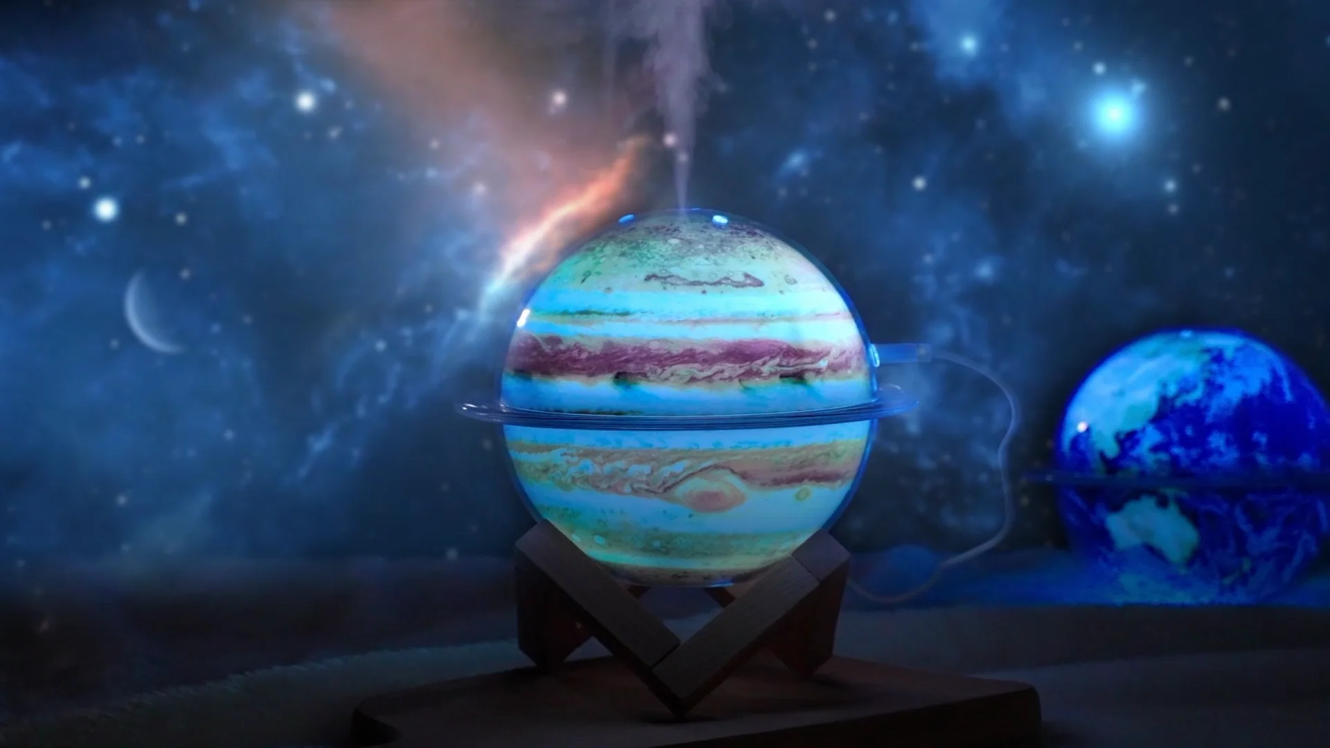 330ml Cute Moon Planet Shape Humidifiers Colorful Led Lamp Ultrasonic ...