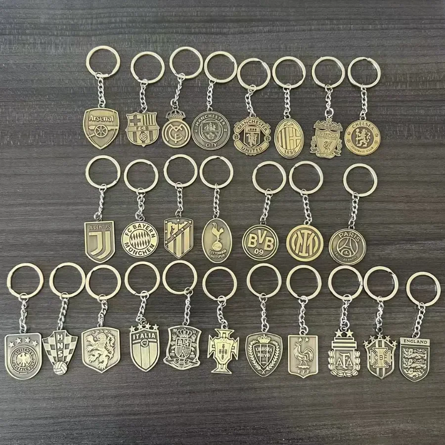 Europe's Football Leagues Club Keychain Soccer Club Logo Bronze ...