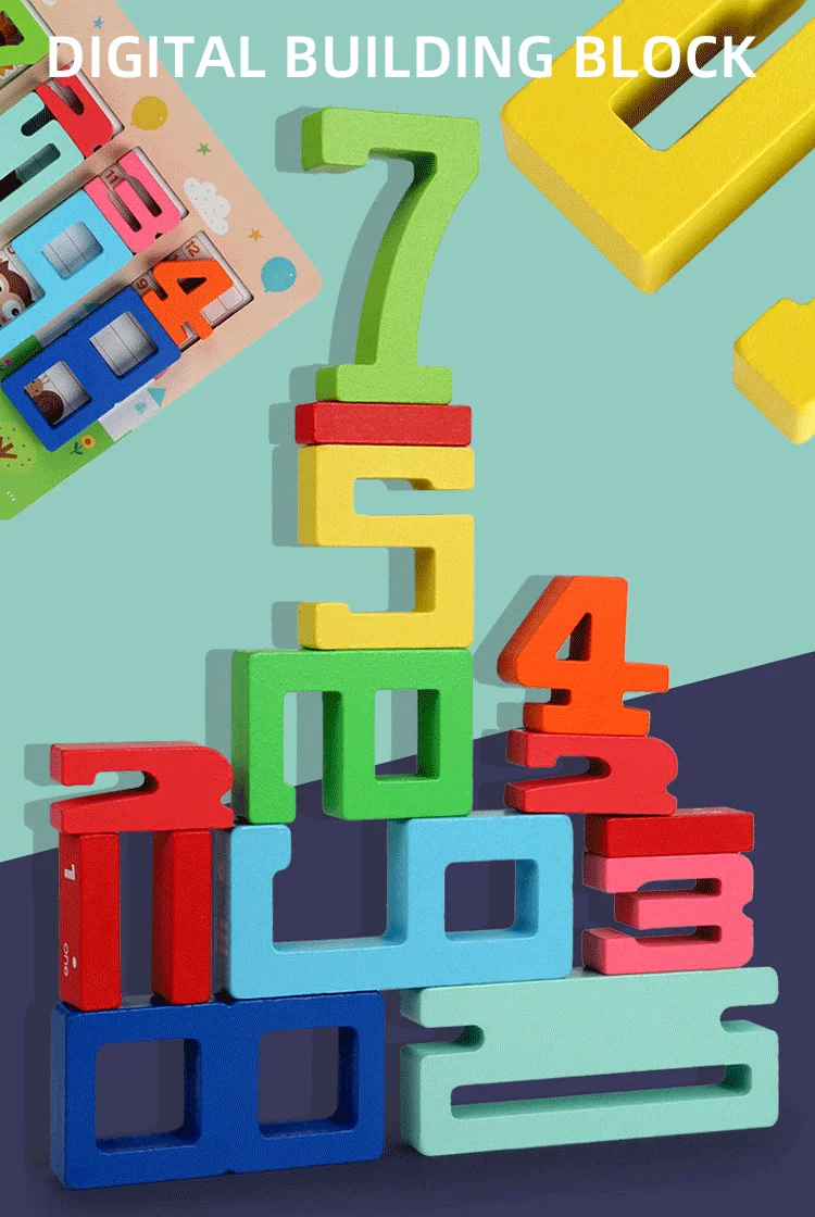 Wooden Montessori Digital Cartoon Puzzle Board 3d Math Learning Digital ...
