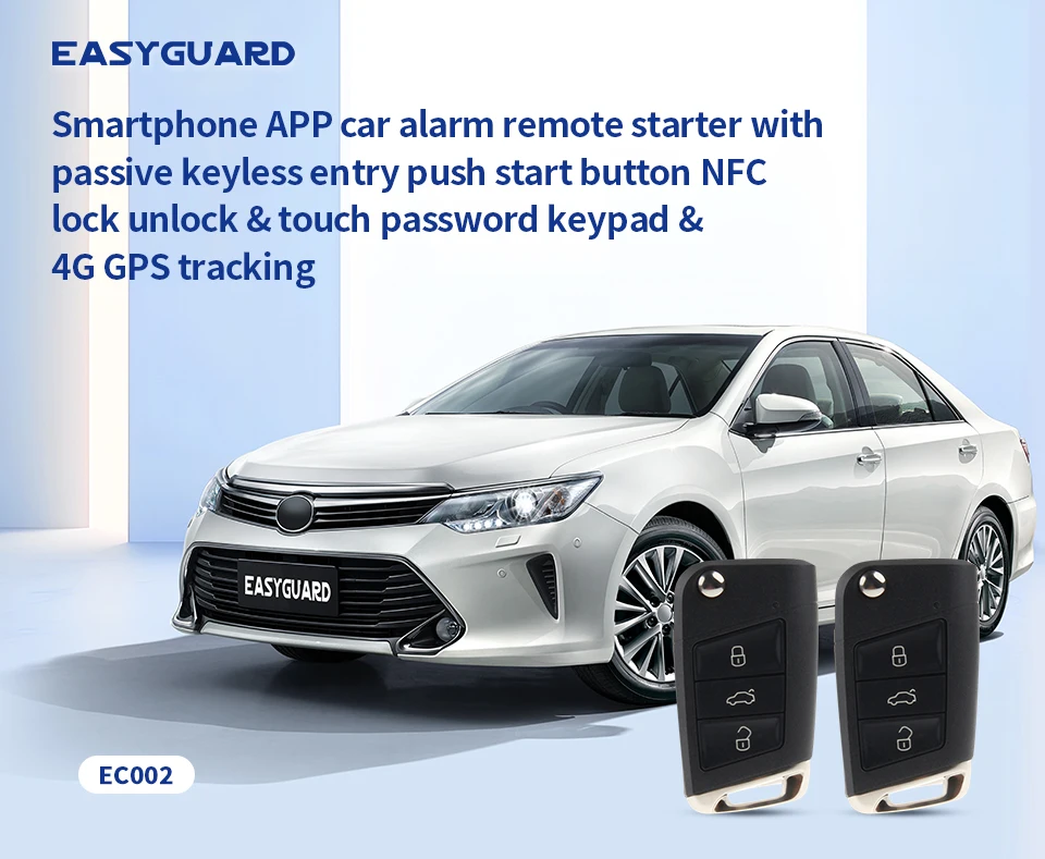 EASYGUARD EC002-V2-NFC-GPS Smartphone App Car Alarm for Dc 12v Cars ...