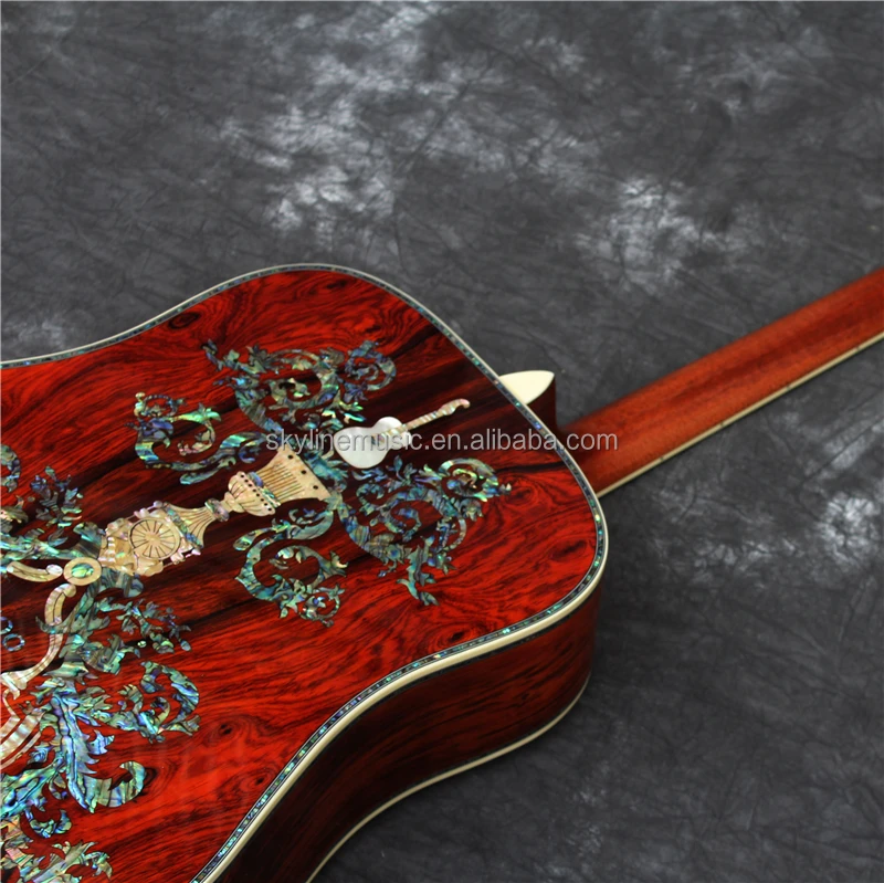 Solid Cocobolo Acoustic Guitar with Deluxe Abalone Inlay | Handmade ...