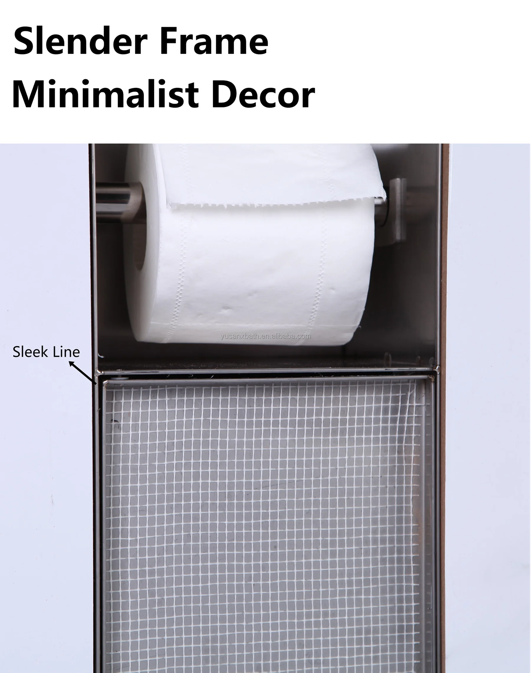 Hidden Paper Roll Holder & Toilet Brush Niche - Modern Tile Cover