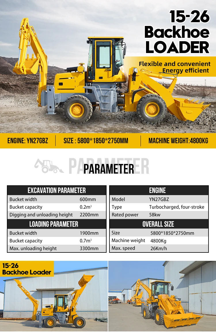 Cheap Backhoe Loader 4x4 Excavator Digger for Sale