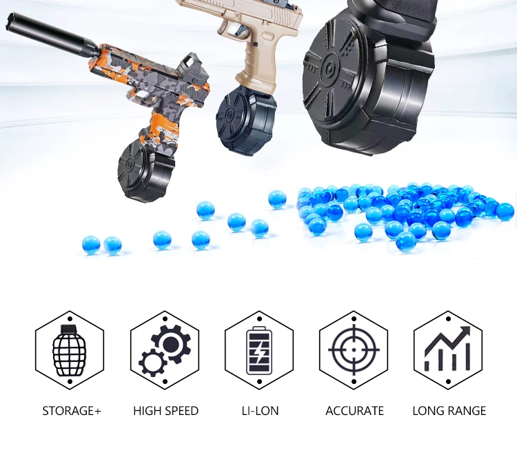 Fully Automatic Gel Water Gun Pistol Ammo Orbie Electric Splatter Ball ...