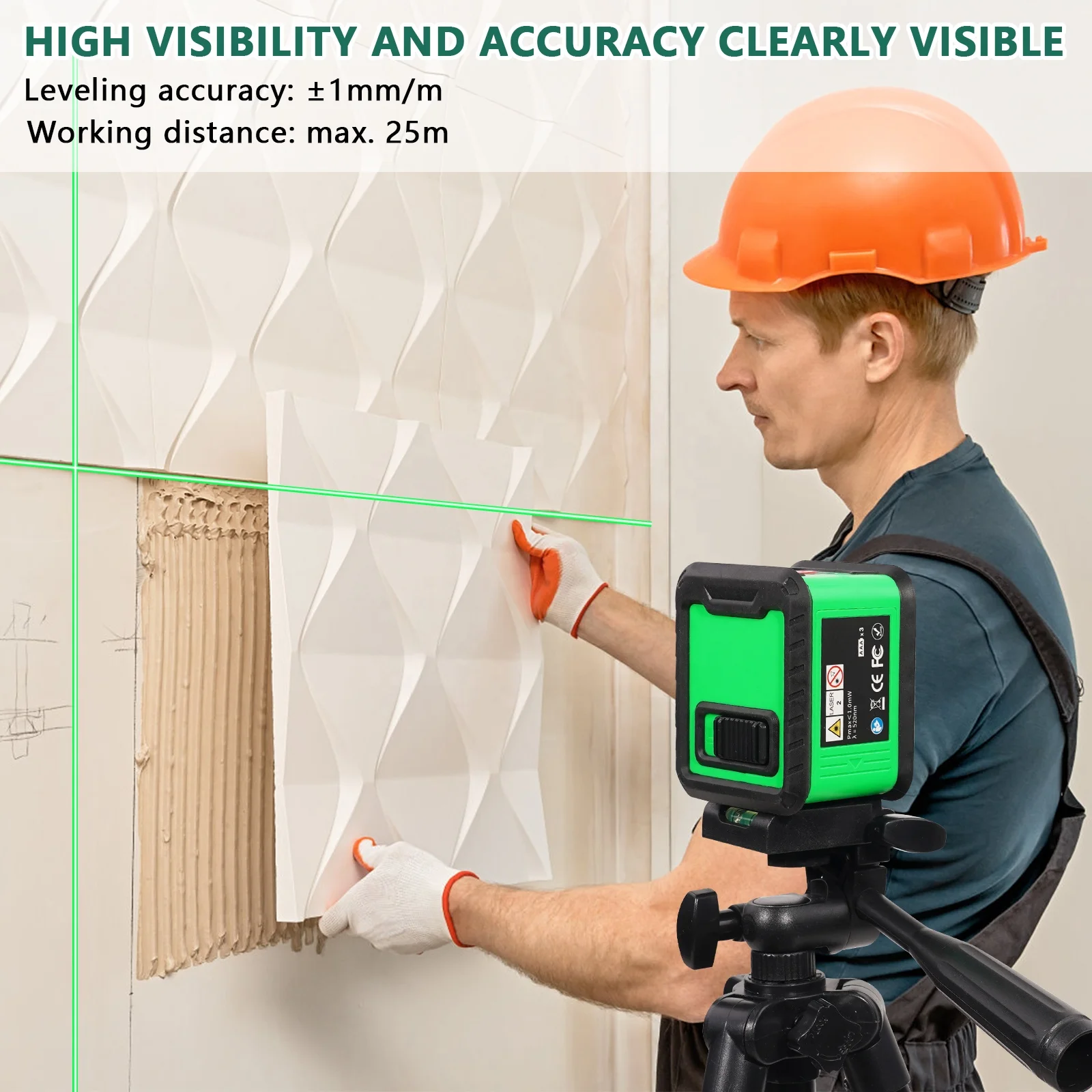 ACSTFR Green Beams 2 Cross Lines Battery Powered Laser Level