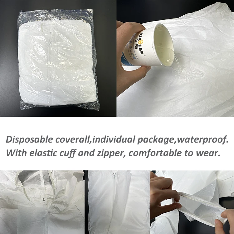 Type 5 6 White Color Waterproof Disposable Coveralls Clothing Safety ...