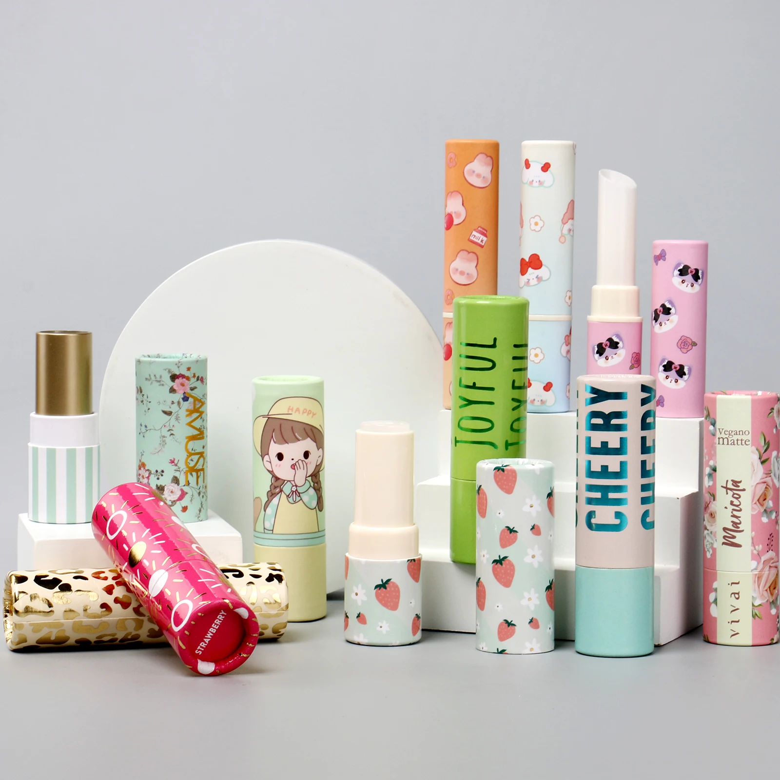 Custom Lip Balm Tube logo pink Blank Golden Lip Balm Containers Eco Gloss Lip Balm Stick Tube ...