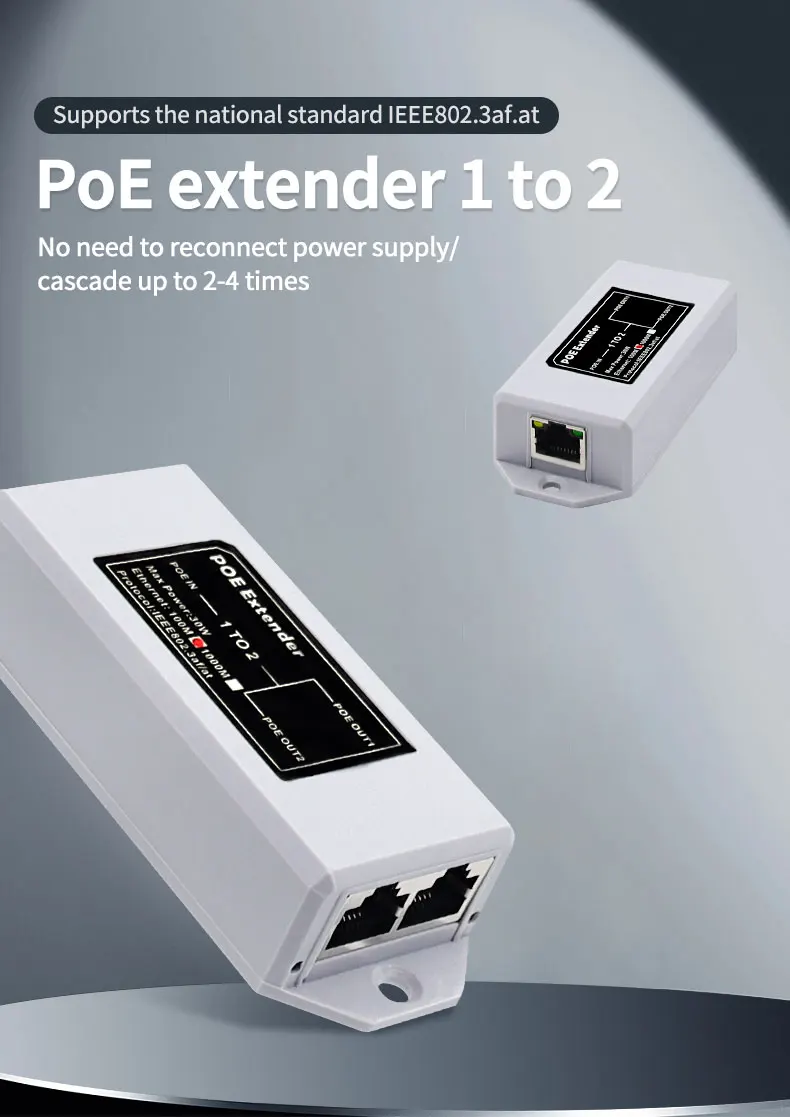 To 2 Standard Poe Repeater Extender Hot Sales 3 Port Rj45 100m 1 Stock Abkrino Smart Poe 1 ...