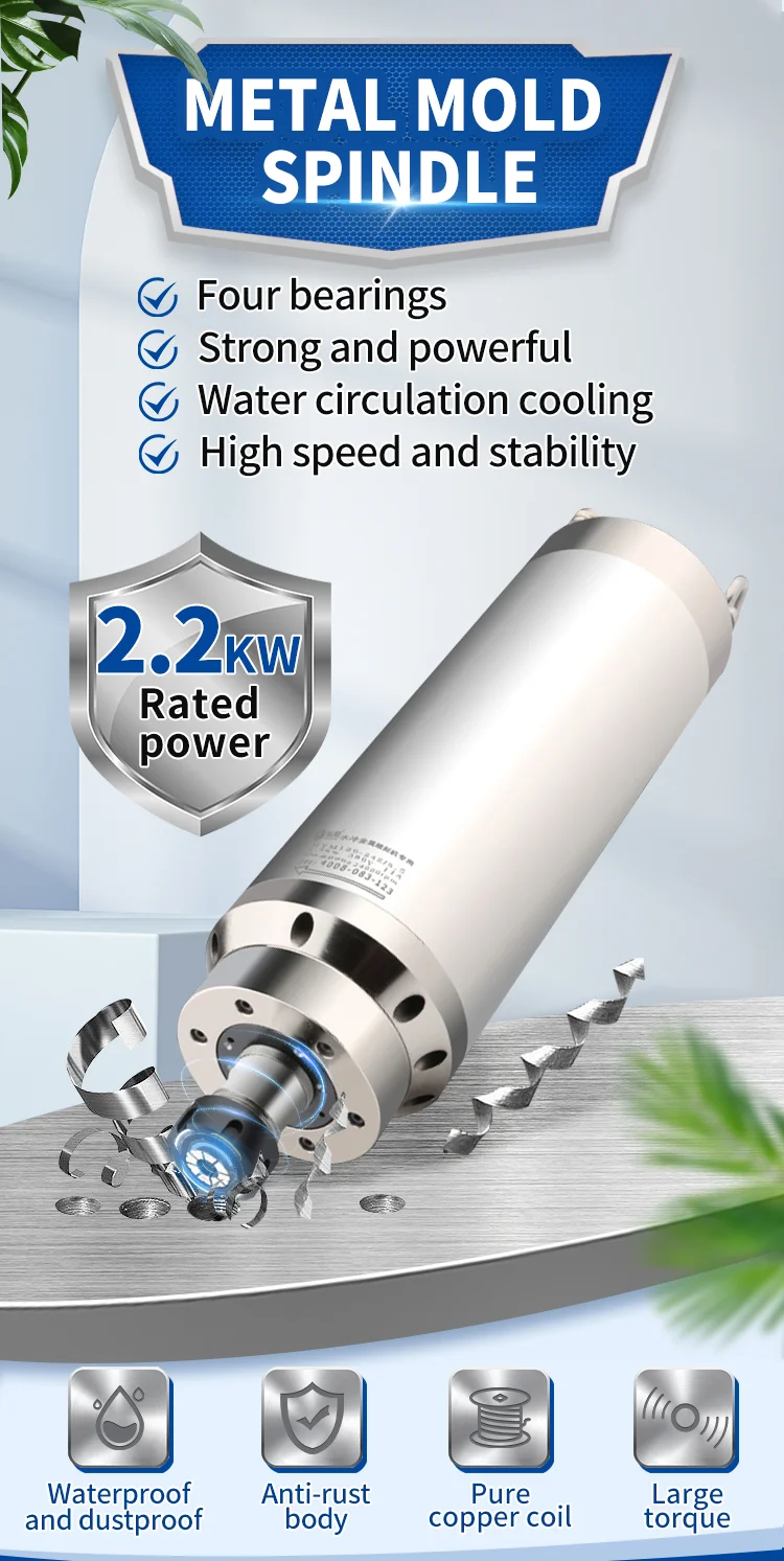 2.2kw Electric Motor Water Cooling Spindle For Cnc Router Metal Cutting ...