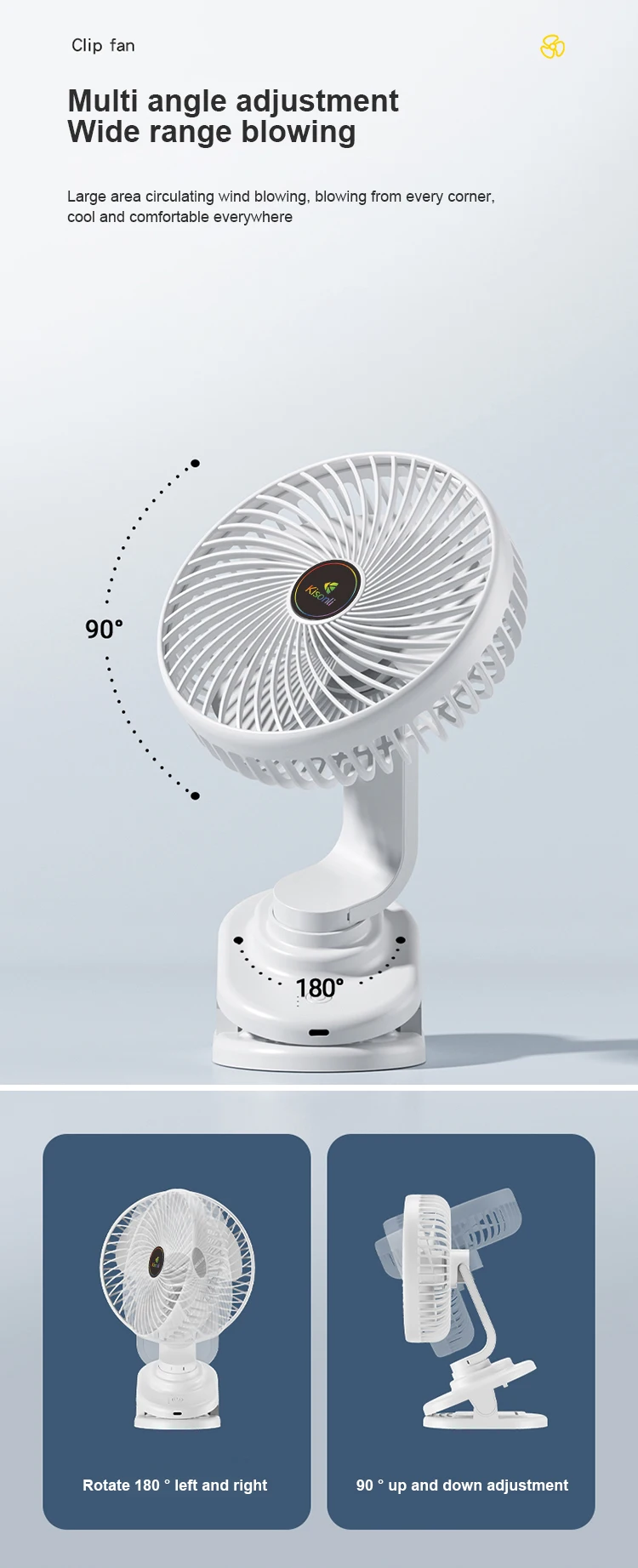 Kisonli F104 Desktop Rotation Fan - Portable & Efficient