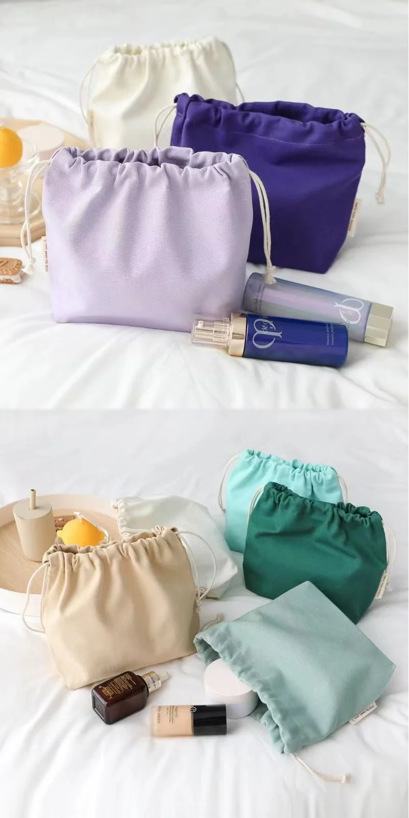 Eco Canvas Printed Cotton Linen Draw String Bags Packaging Custom Logo ...