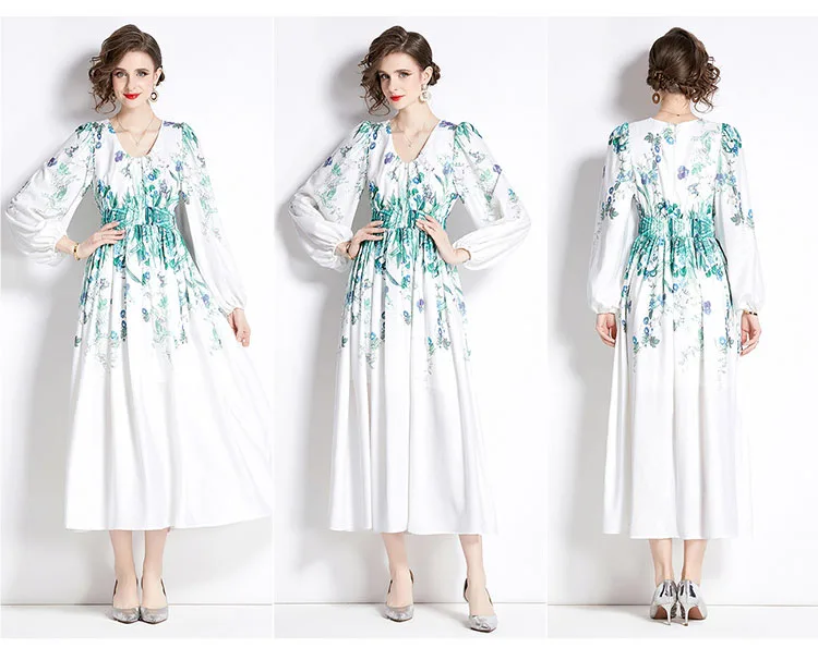 New 2024 Spring Positioning Print Elegant U-neck Fresh And Versatile ...