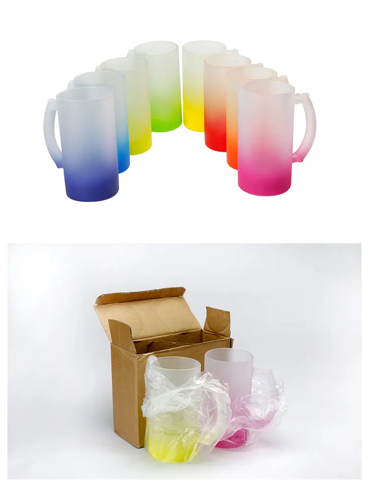 16oz Frosted Glass Gradient Color Sublimation Blank Beer Cup Mugs - Buy ...